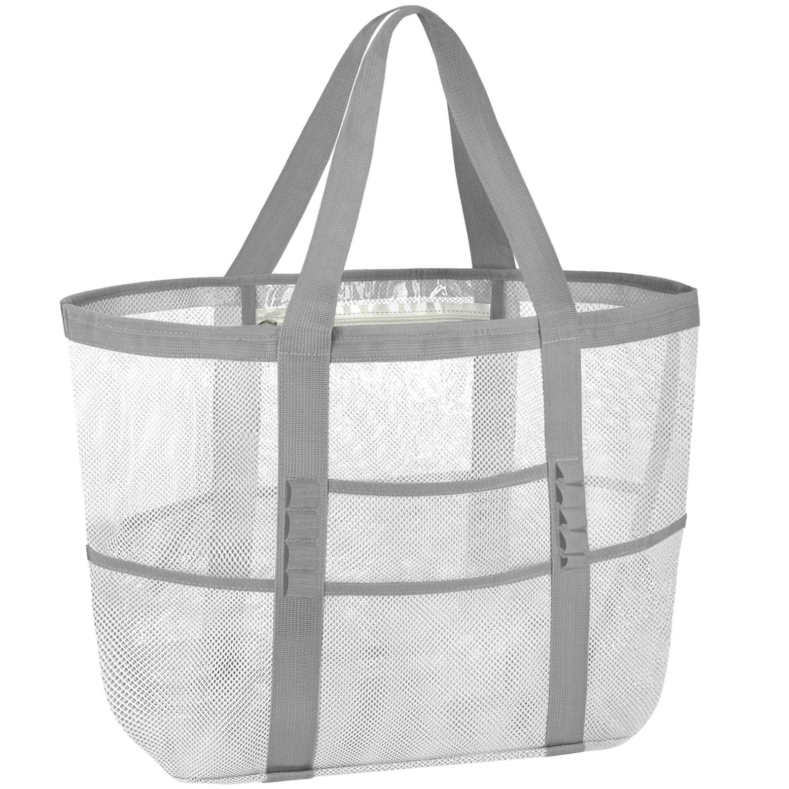 BALEINE Large Beach Bag Pool Bags, Mesh Beach Tote for Toys, Towel, flip flops, White