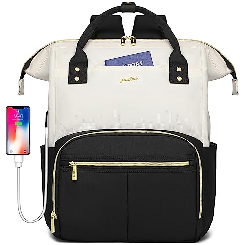 Focdod Laptop Backpack Women Work Bag - 15.6 inch with Laptop Compartment Waterproof Professional Travel Backpack Purse with USB Charger for College Teacher Nurse Business Women