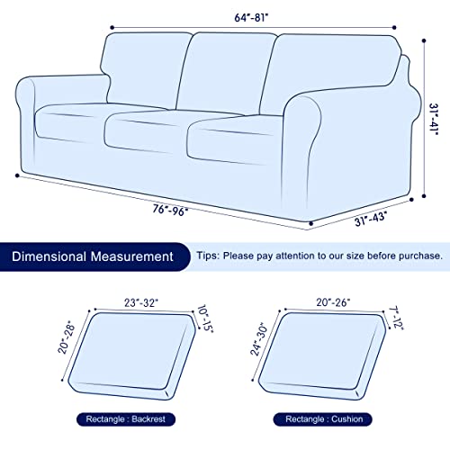subrtex 7 Pieces Stretch Sofa Slipcover Sets Couch Cover Sets Backrest Cushion Covers Furniture Protector Collection Set for Oversize Sofa Loveseat Chair Slip Covers(Large, Gray)