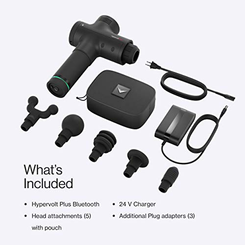 Hypervolt Plus, Featuring Quiet Glide Technology - Handheld Percussion Massage Gun | 3 Speeds, 5 Interchangeable Heads | Helps Relieve Sore Muscles and Stiffness (Hypervolt Plus w/ Bluetooth)