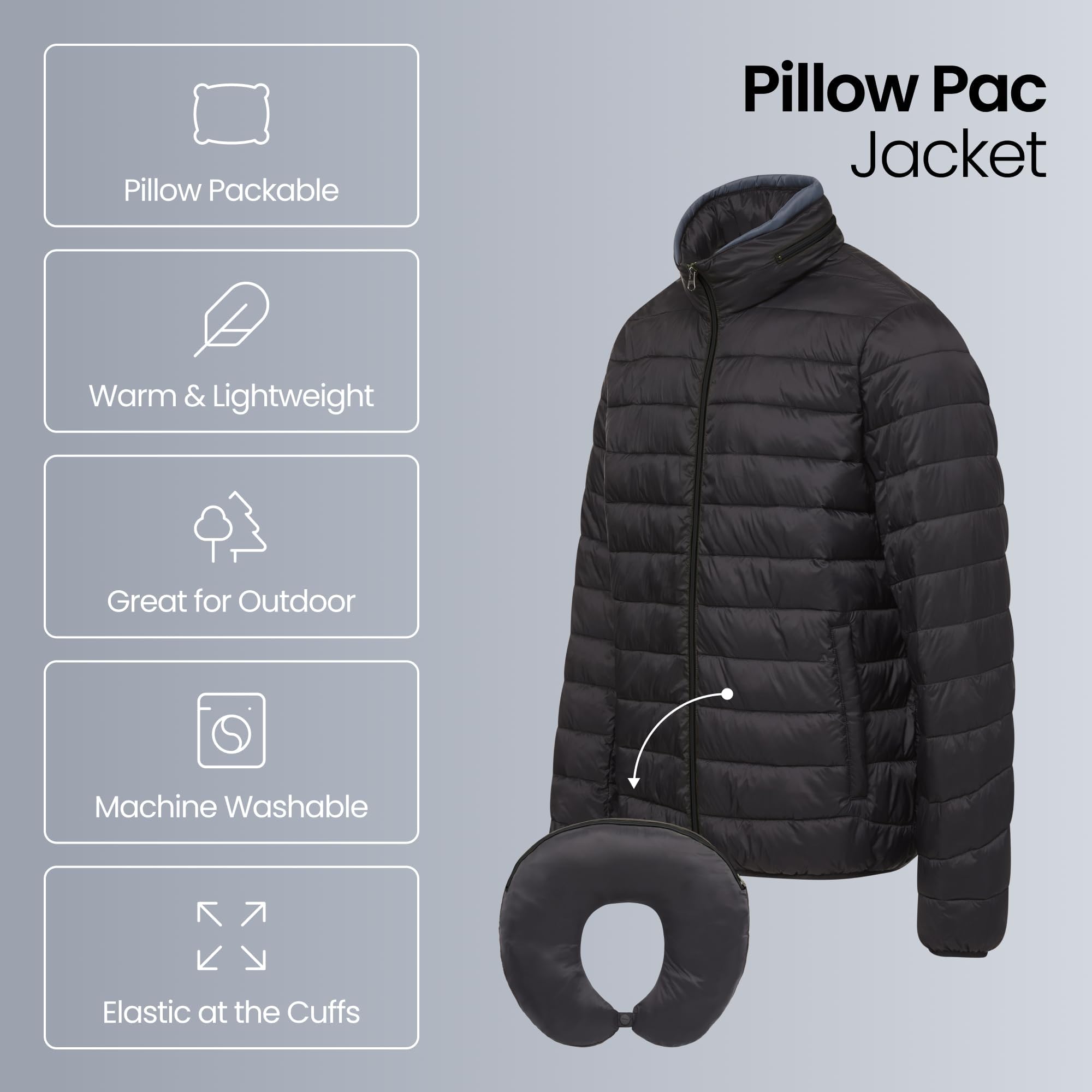 Weatherproof Women's Packable Puffer Jacket with Travel Neck Pillow - Lightweight, Warm, Water-Resistant Down Jacket (Large) Black | Quilted, Packable Travel Jacket with Long Zipper