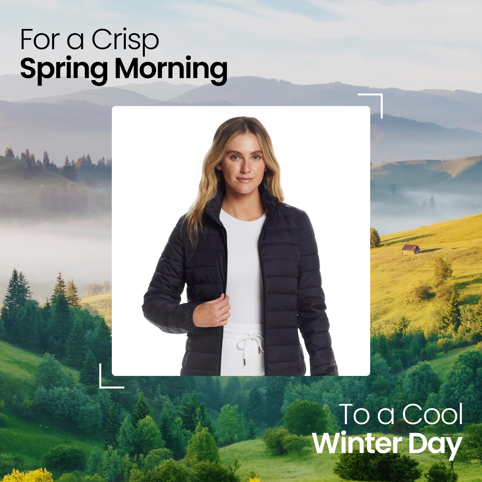Weatherproof Women's Packable Puffer Jacket with Travel Neck Pillow - Lightweight, Warm, Water-Resistant Down Jacket (Large) Black | Quilted, Packable Travel Jacket with Long Zipper