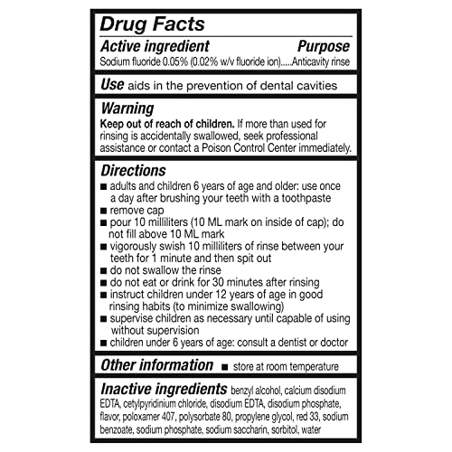 Amazon Basics Kids Anticavity Fluoride Rinse, Alcohol Free, Bubble Gum, 500mL, 16.9 Fluid Ounces, 1-Pack (Previously Solimo)