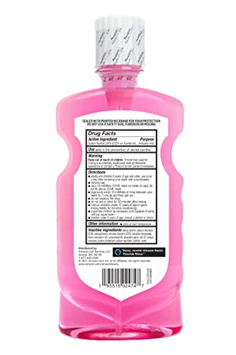 Amazon Basics Kids Anticavity Fluoride Rinse, Alcohol Free, Bubble Gum, 500mL, 16.9 Fluid Ounces, 1-Pack (Previously Solimo)