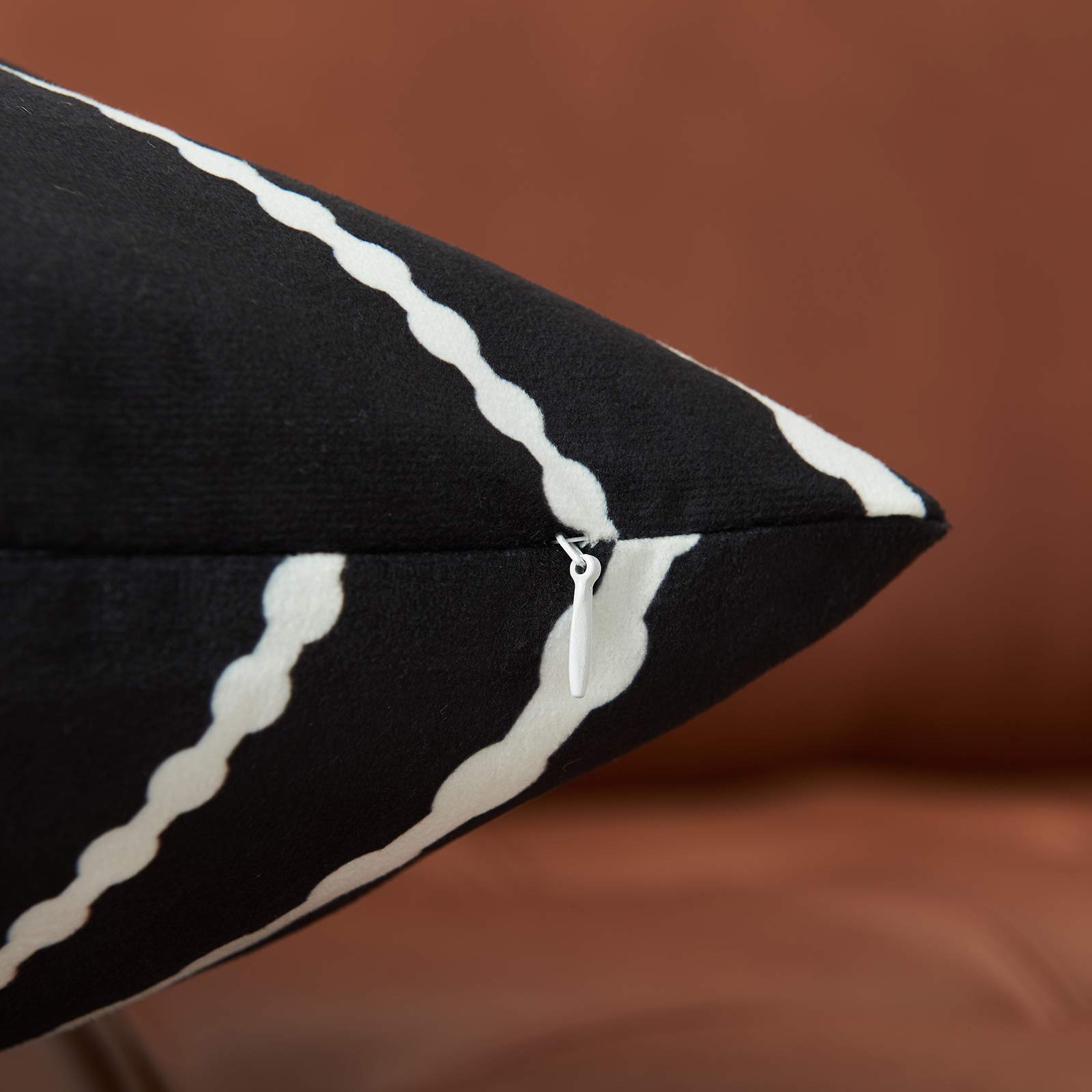 Nestinco Set of 2 Black Pillow Covers 18 x 18 inches Boho Aztec Polyester Blend Square Decorative Throw Pillow Covers for Sofa Couch Bed Decor