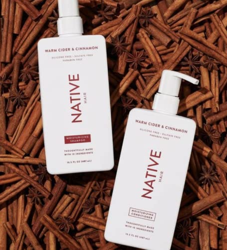 Native Shampoo and Conditioner Set | Sulfate Free, Paraben Free, Dye Free, with Naturally Derived Clean Ingredients| 16.5 oz (Warm Cider & Cinnamon, Moisturizing)