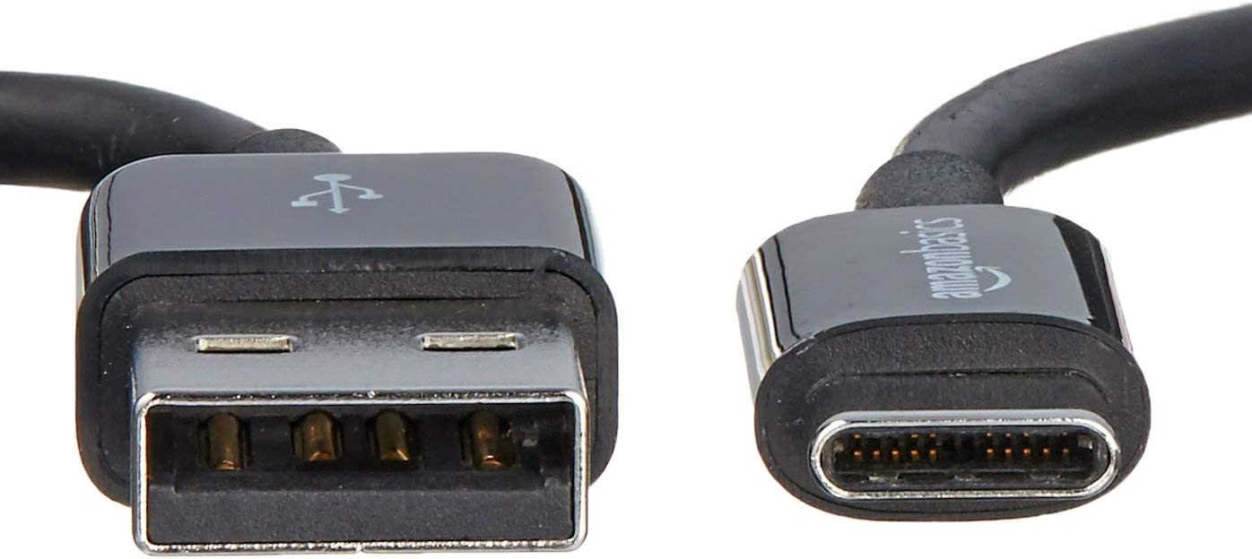 Amazon Basics USB Type-C to USB-A 2.0 Male Charger Cable, 6 Feet (1.8 Meters), Black, Laptop