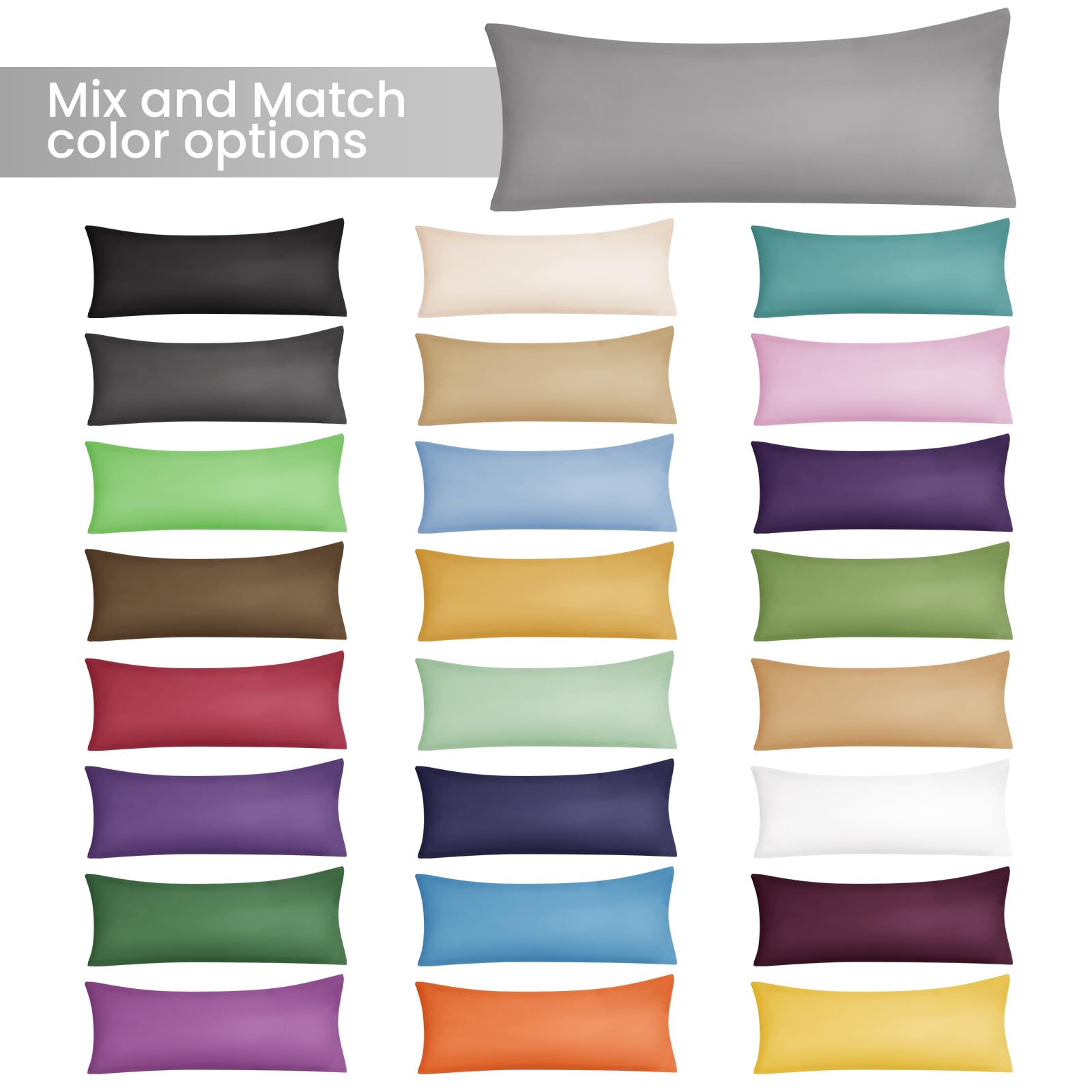 Evolive Ultra Soft Microfiber Body Pillow Cover/Pillowcases 21"x54" with Hidden Zipper Closure (21"x54" Body Pillow Cover, Black)