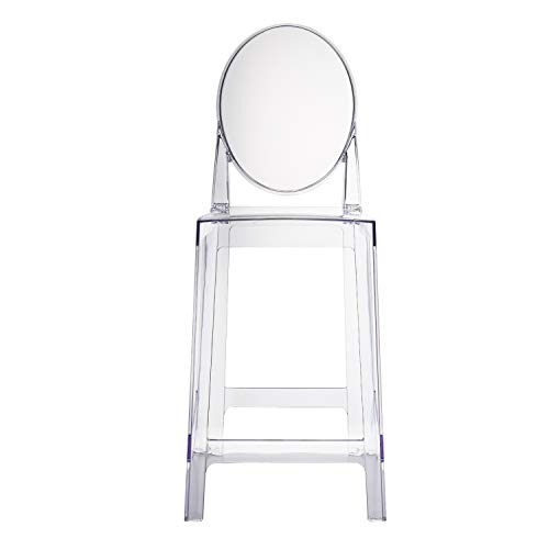 2xhome - Set of 2 25" Seat Height Barstool Modern Ghost Chair Ghost Stool Black Side Bar Stool Counter Stool Accent Stool No Arms (Clear)