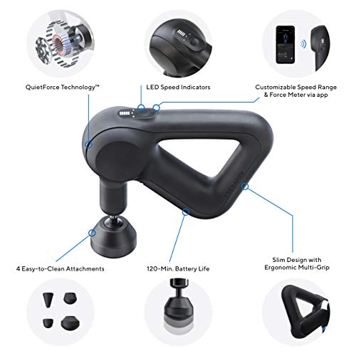 Theragun Prime - Electric Handheld Massage Gun - Smart App and Bluetooth Enabled Percussion Massage for Athletes - Deep Tissue Muscle Therapy Device with Quietforce Technology (Black - 4th Generation)
