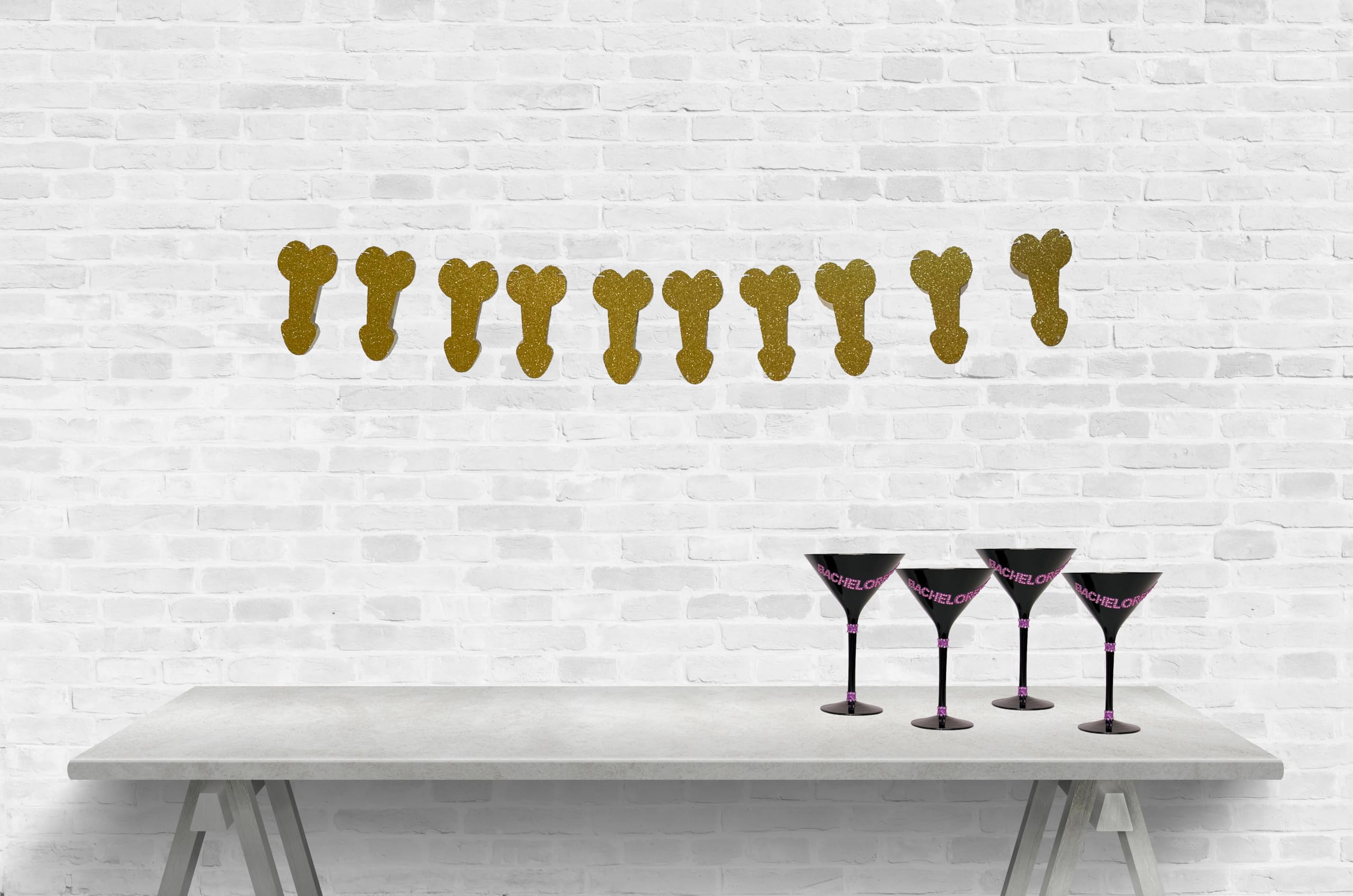Bachelorette Party Glitter Penis Banner Decoration (Gold)