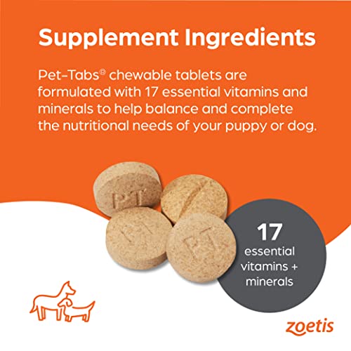 Pet-Tabs Multivitamin and Mineral Supplement for Puppies and Dogs of all Life Stages, Chewable Tablet, 180 Count Bottle
