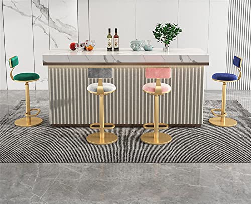 ZDXY Bar Stools Set of 2, Counter Height Upholstered Seat, Backrest Counter Height Adjustable Swivel Bar Chair, Velvet Cloth Kitchen Counter Stools Dining Chairs ( Color : Gray ), Grey