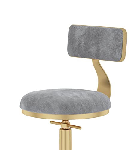 ZDXY Bar Stools Set of 2, Counter Height Upholstered Seat, Backrest Counter Height Adjustable Swivel Bar Chair, Velvet Cloth Kitchen Counter Stools Dining Chairs ( Color : Gray ), Grey