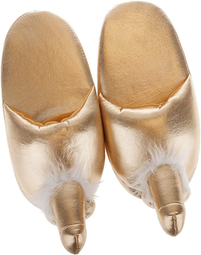 Passec Unisex Adult Funny Slipper Novelty Gag Gift Indoor Flat Winter Furry Slippers for Women Men Anti Slip Soft Houseshoe (E, One Size)