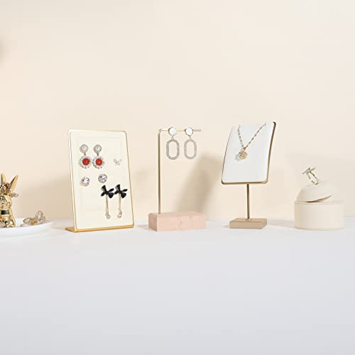 GemeShou brass earring display stands for selling, wooden ear ring holders for jewelry, single stud holder jewelry display【Brass earring stand Height-Beech】