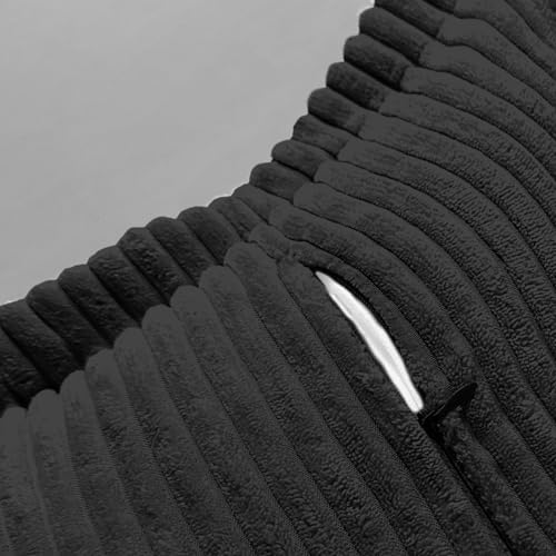 PENUFILO Black Corduroy Pillow Covers 18X18 Set of 2, Fall Soft Solid Striped Throw Pillow Covers for Living Room Couch Bed Sofa Home Decor Patchwork Textured Square Decorative Cushion Case