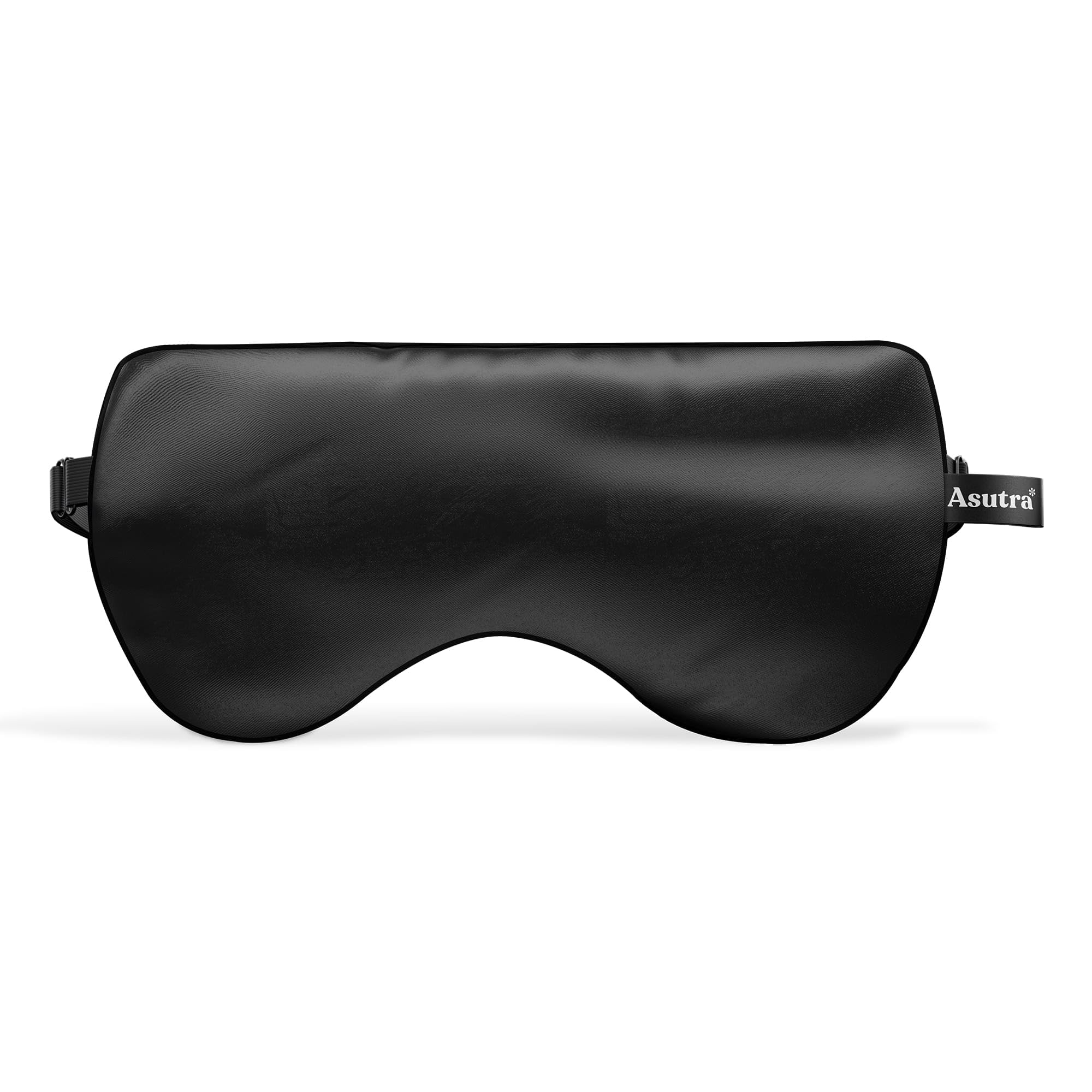 ASUTRA Silk Eye Pillow for Sleep, Black - Filled w/Lavender Buds & Flax Seeds, Weighted Eye Mask, Meditation & Light Blocking Blindfold, Cooling Gel Mask Included