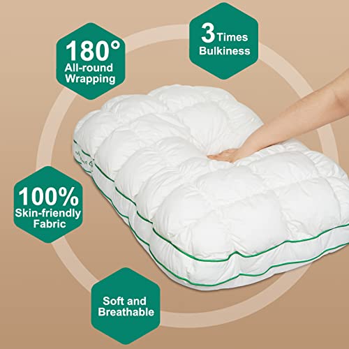 YOUR MOON Fluffy Support Bed Pillow Queen Size, Super Soft Premium Down-Alternative Filling for Sleeping, Luxury Hotel Quality Bed Pillows for Side Sleeper (White)