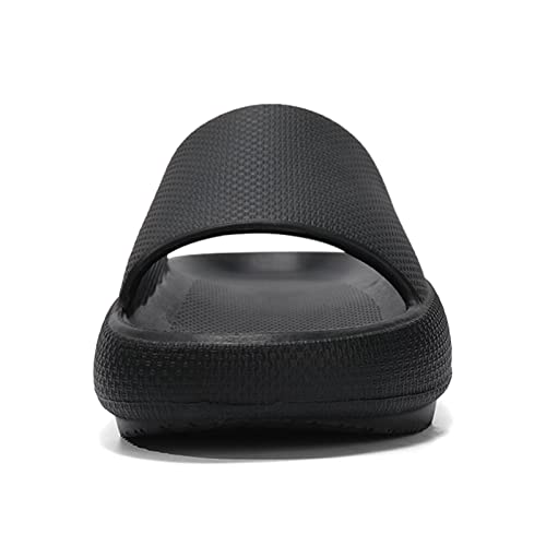 SOVIKER Cloud Slides for Women Pillow Slippers Soft Thick Sole Non-Slip Bathroom Shower Sandals Indoor and Outdoor Slides Black