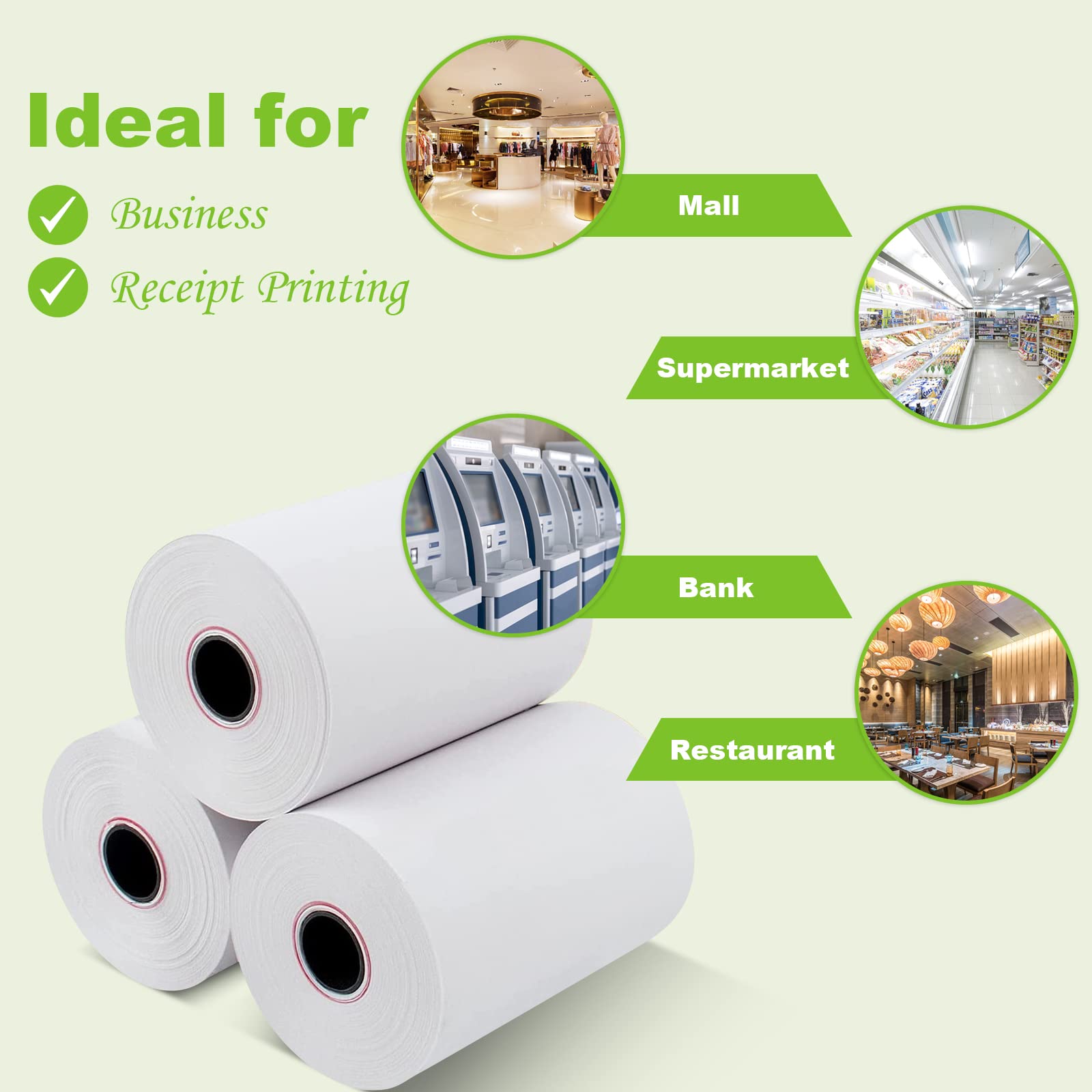 MFLABEL 2 1/4" x 50' Thermal Paper Cash Register POS Receipt Paper Credit Card Paper 5 Rolls
