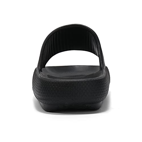 SOVIKER Cloud Slides for Women Pillow Slippers Soft Thick Sole Non-Slip Bathroom Shower Sandals Indoor and Outdoor Slides Black