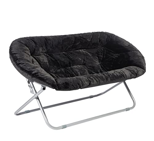 Urban Shop Faux Fur Double Saucer Chair, Black