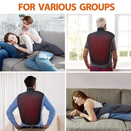 Snailax Heating Pad for Neck and Shoulders,Large Heating Pads for Back Pain Relief, Electric Back Heated Wrap,Fast Heat Pad with Massager & 5 Massage Mode, Auto Shut Off,Gifts for Women,Men