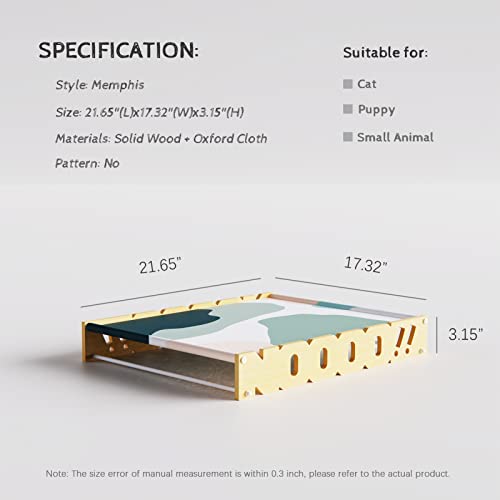 SPRICHIC Cooling Elevated Pet Bed - Original Dog & Cat Cot with Solid Wood Raised Stand for Indoor and Outdoor, Kitten Puppy Hammock, No Pattern