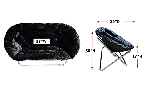 Urban Shop Faux Fur Double Saucer Chair, Black