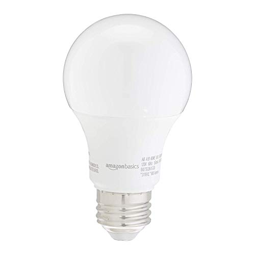 Amazon Basics 60W Equivalent, Daylight, Non-Dimmable, 10,000 Hour Lifetime, A19 LED Light Bulb | 24-Pack