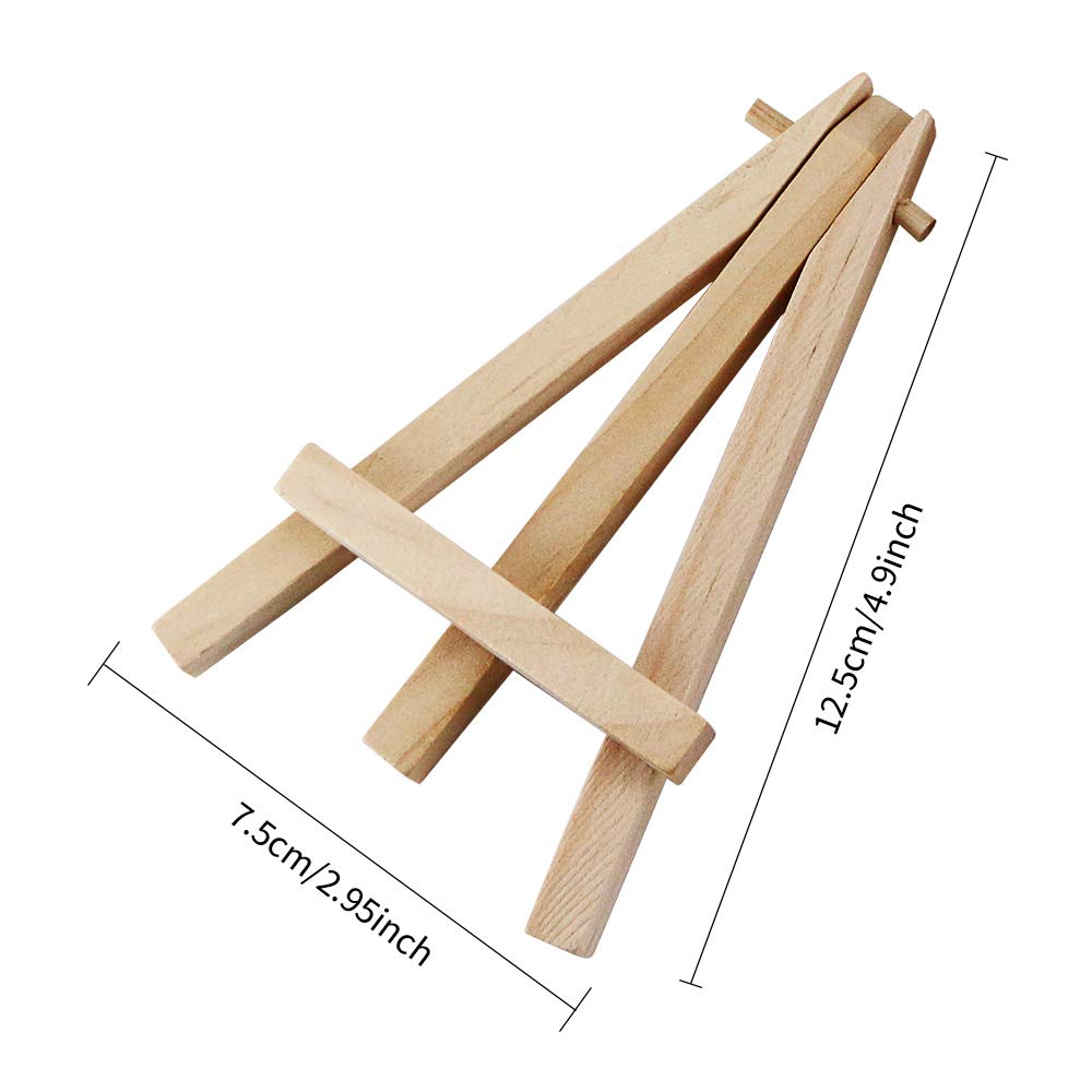 Twdrer 30 Pack 5" Mini Wood Display Easel,Natural Wood Display Stand for Displaying Small Canvases,Business Cards,Photos,DIY Crafts,Home Decorations (2.75" x 5")