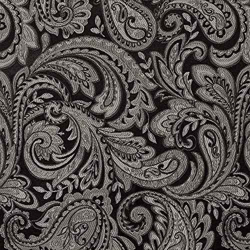 Black Curtains For Living Room , Traditional Back Tab Curtains For Bedroom , Aubrey Jacquard Rod Pocket Window Curtains , 50x84", 2-Panel Pack