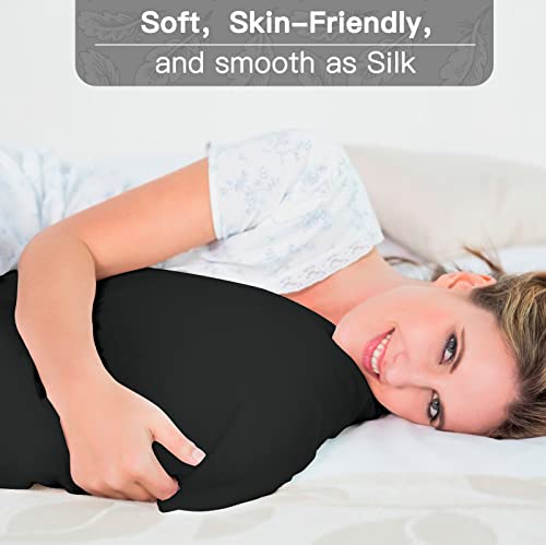 Airensky Pillow Cases King - Black Slip Pillow Cases for Hair and Skin 2 Pack 20x36 inches,Soft Chill & Breathable Pillow Cover with Envelope Closure,Gifts for Women Men
