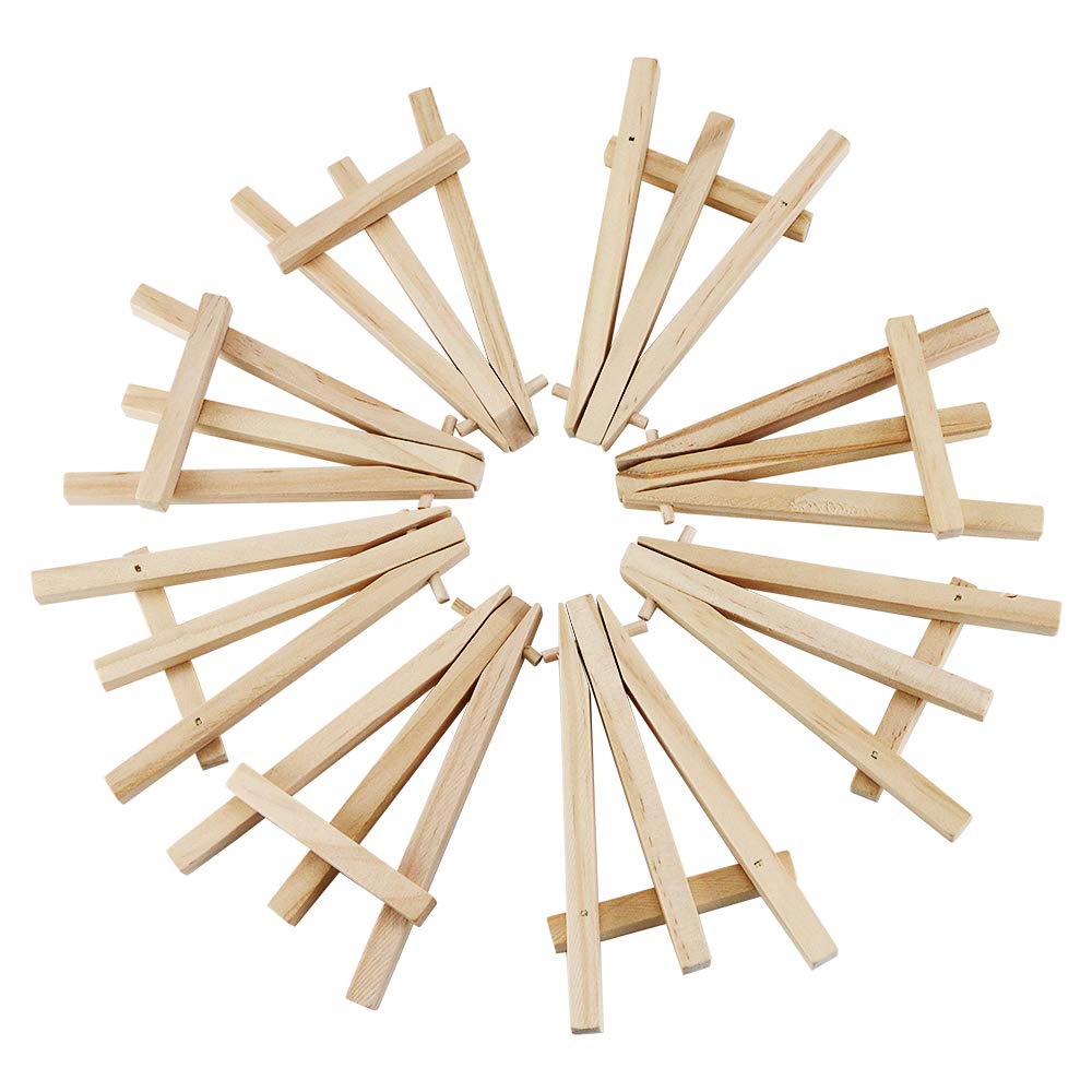 Twdrer 30 Pack 5" Mini Wood Display Easel,Natural Wood Display Stand for Displaying Small Canvases,Business Cards,Photos,DIY Crafts,Home Decorations (2.75" x 5")