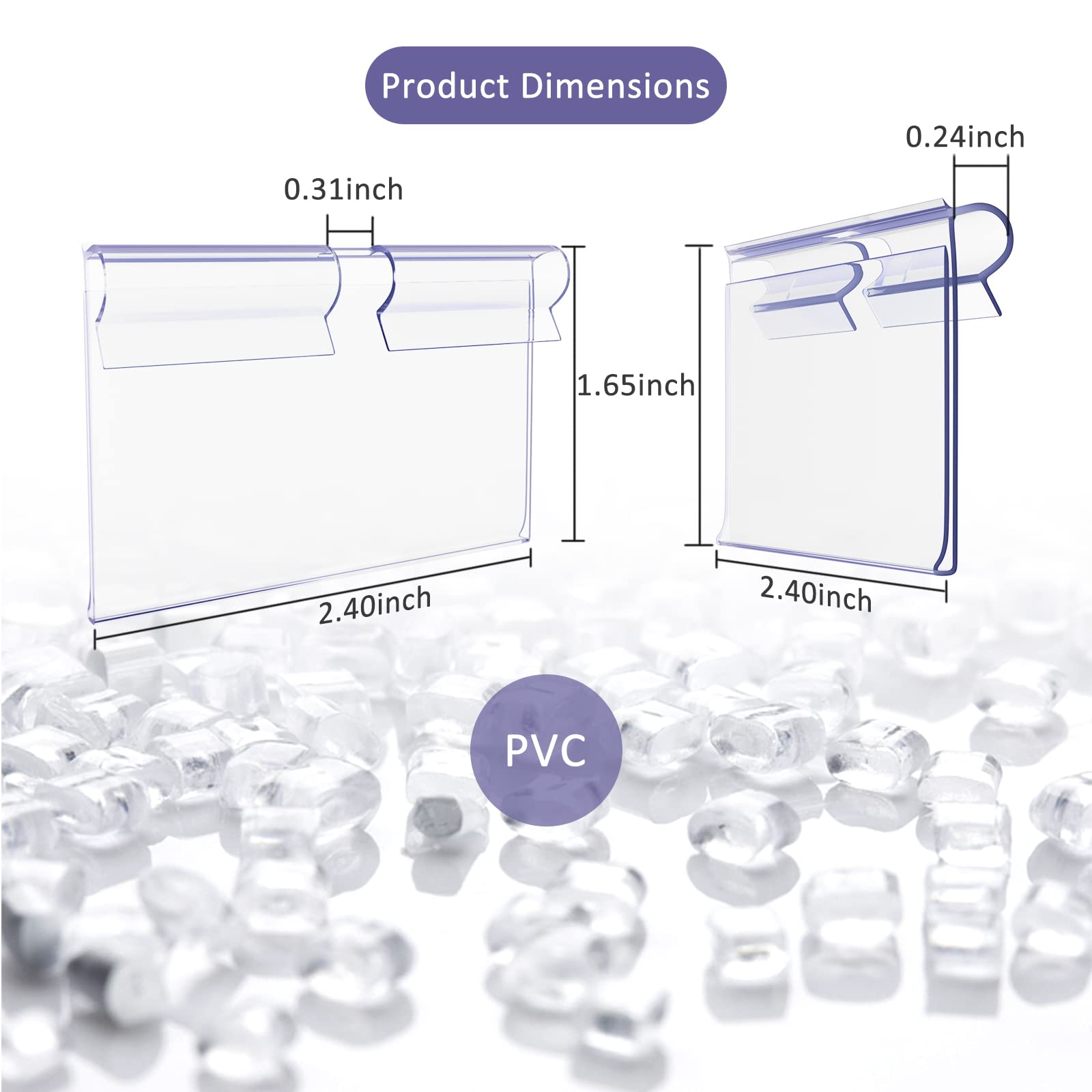 Storage Bin Labels Clip On,60PCS Clear Plastic Bin Labels Clips,Extra 80 Label Papers Included,Perfect for Wire Shelf,Baskets,Fabric Storage Cubes,Storage Closet,Cloth Bins,Food Pantry (6X4.2CM)