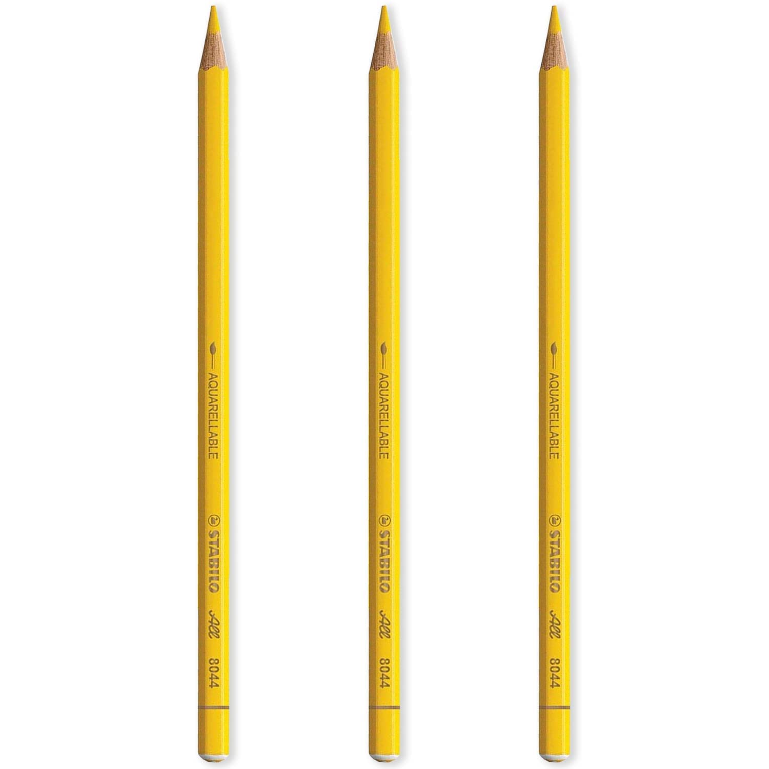 STABILO All Watercolour Effect Pencil Pack of 3 Pencils - Yellow