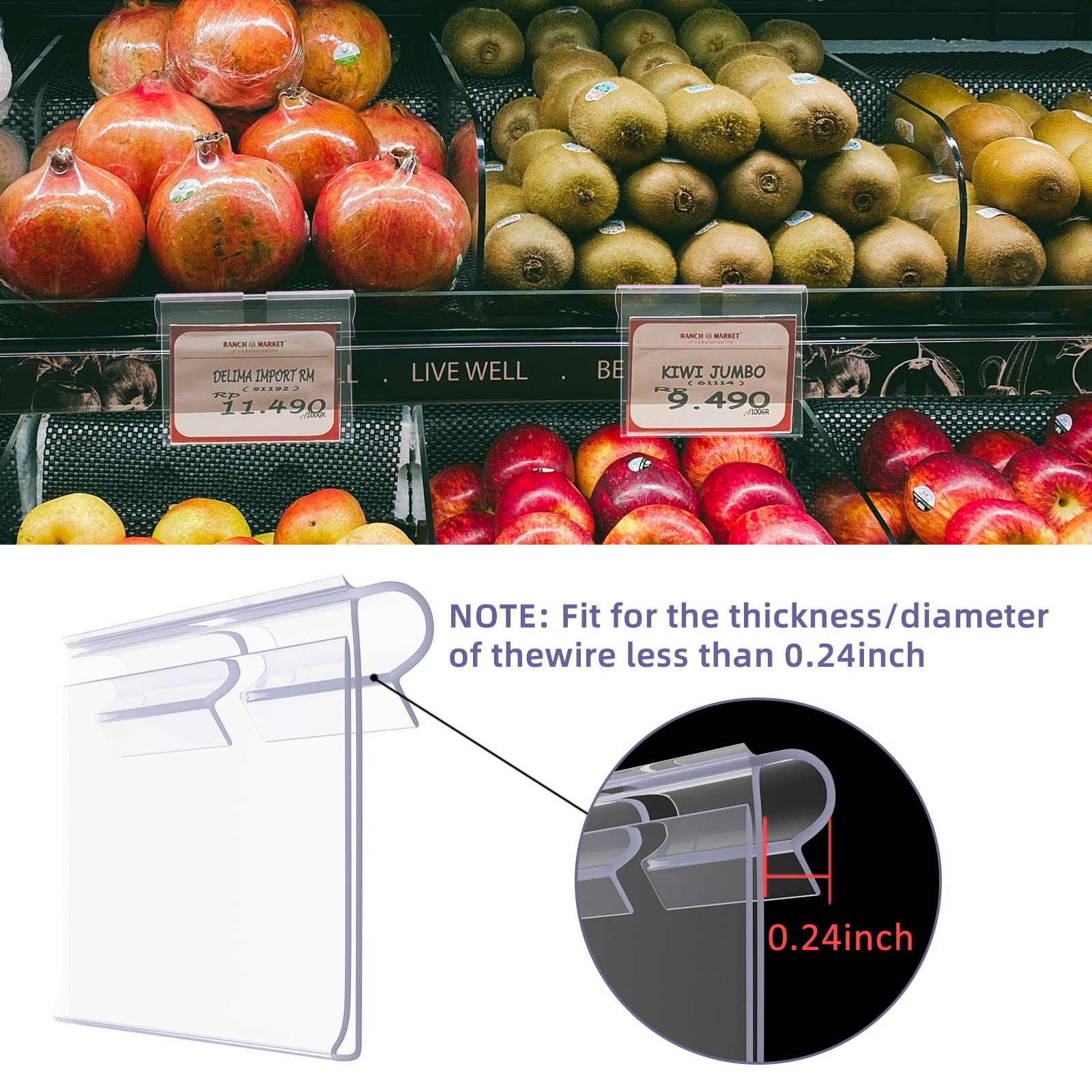 Storage Bin Labels Clip On,60PCS Clear Plastic Bin Labels Clips,Extra 80 Label Papers Included,Perfect for Wire Shelf,Baskets,Fabric Storage Cubes,Storage Closet,Cloth Bins,Food Pantry (6X4.2CM)