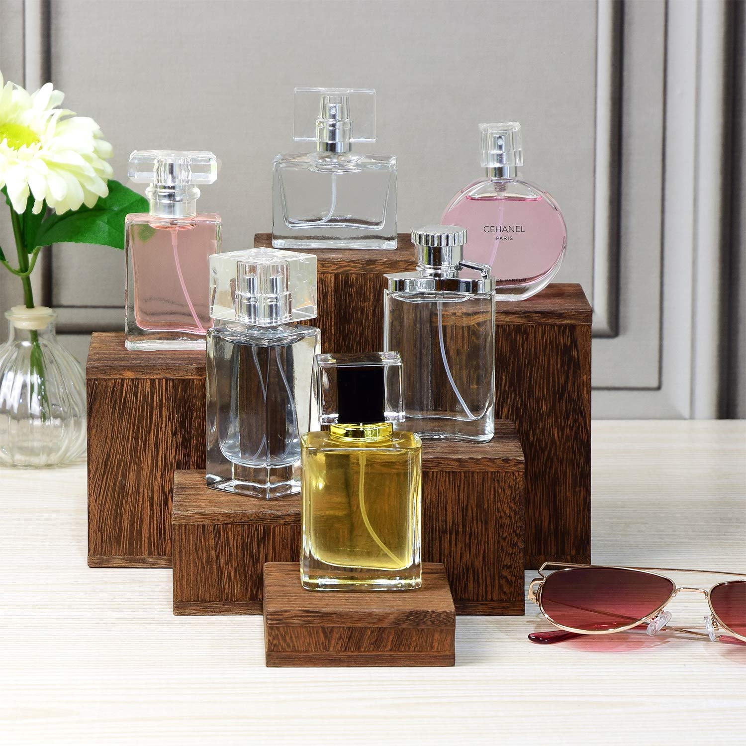 MOOCA Wooden 6 Pcs Square Risers for Display Jewelry and Accessories Display Stand Wooden Risers For Jewelry Figurine, Brown