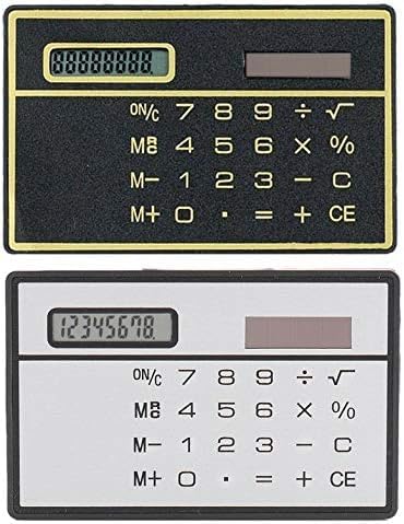 8 Digit Silver and Black Ultra Thin Solar Power Calculator with Touch Screen Credit Card Design Portable Mini Calculator for Business School Basic Office Calculators