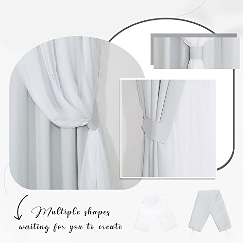 PONY DANCE Double Layer Curtains - White Curtains 84 inches Long with Sheer Overlay Nursery Panels for Bedroom/Living/Dining Room, 52 W by 84 L, Greyish White, 2 Pieces