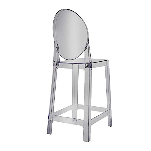 2xhome Transparent Modern Mid Century Armless With Back Ghost Counter Height Bar Stool Chair 25",