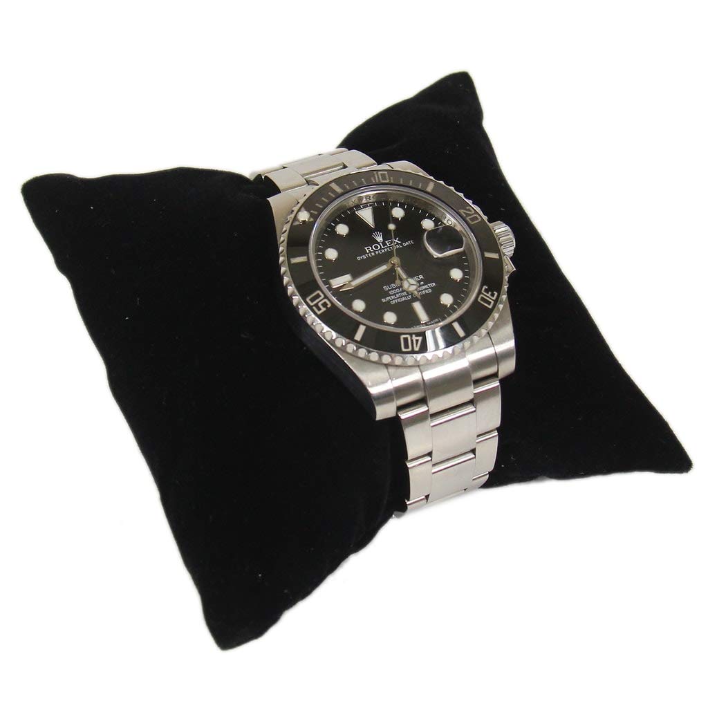 RJ Displays-12 piece pack Black Velvet Jewelry Display Pillow for Bracelet, Watch, Anklet, Bangle, Dangle Earring and Necklace- Size 3.50" x 3.0" inch (12)