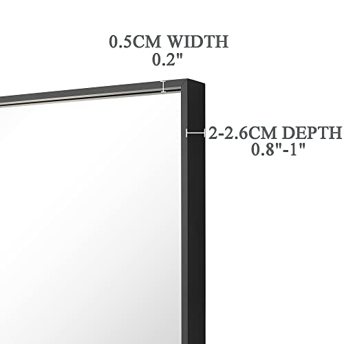 Bonverre 27 x 40 Inch Rectangle Wall Mirror, Aluminum Frame Rectangular Mirror for Bathroom, Vanity, Bedroom, Living Room, Entryway, Wall Mounted Horizontal or Vertical, Black