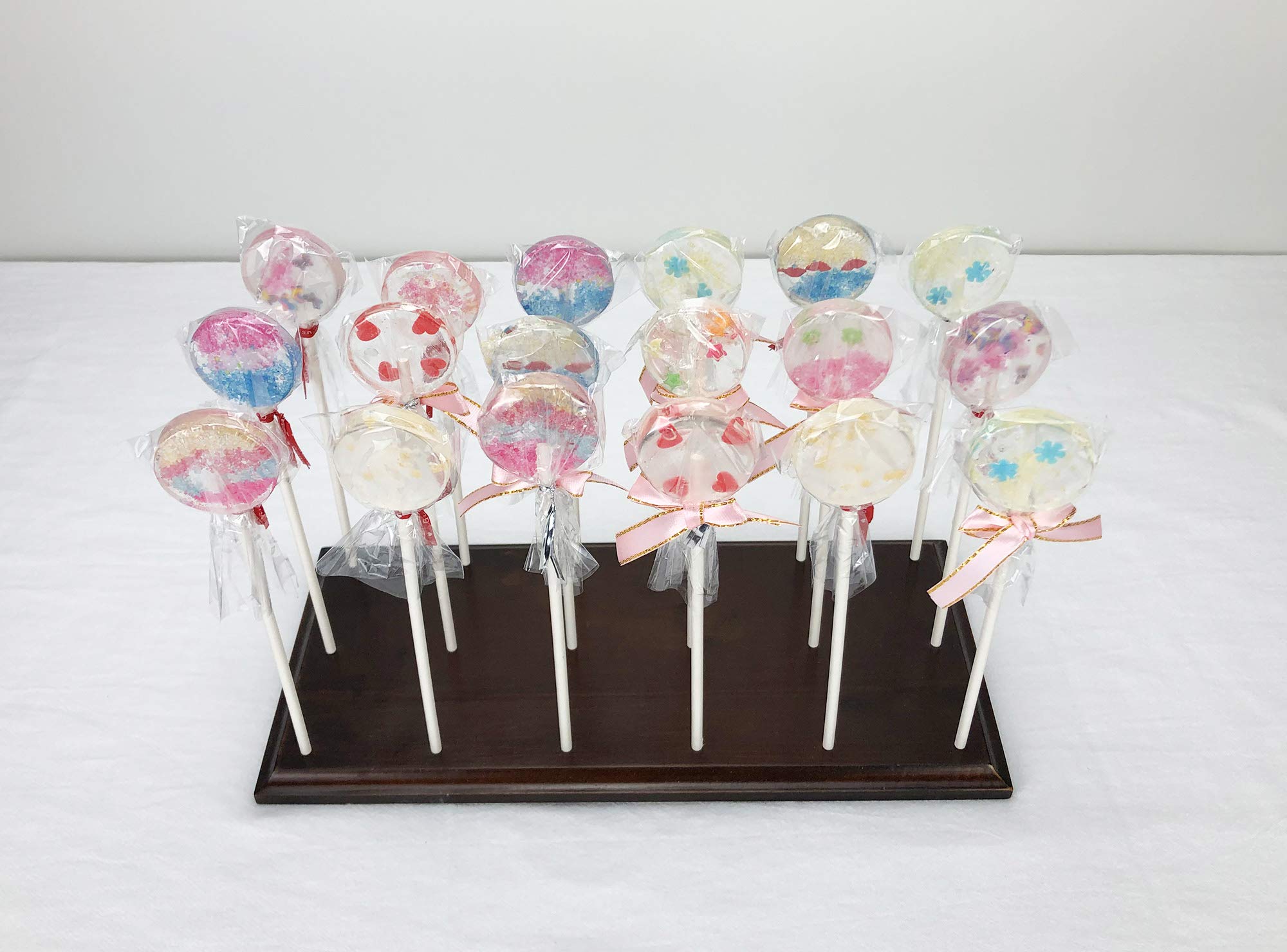 NANGOPOP Cake Pop Stand Display - 18 Hole Rustic Wood Lollipop Holder, Candy or Sucker Stand for Wedding, Baby Shower, Birthday Party - Fit 5/32" (4mm) Lollipop Sticks