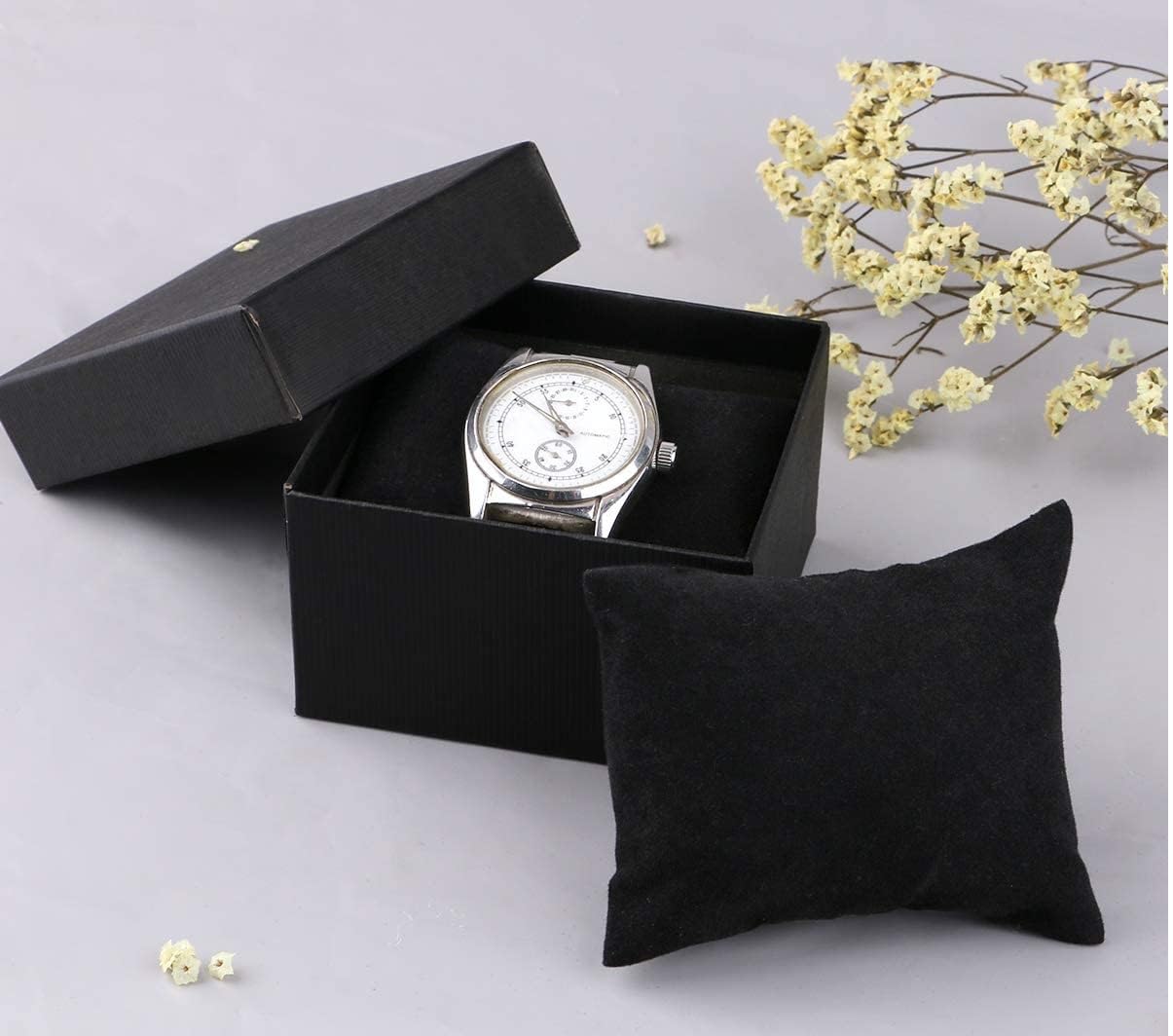 RJ Displays-12 piece pack Black Velvet Jewelry Display Pillow for Bracelet, Watch, Anklet, Bangle, Dangle Earring and Necklace- Size 3.50" x 3.0" inch (12)