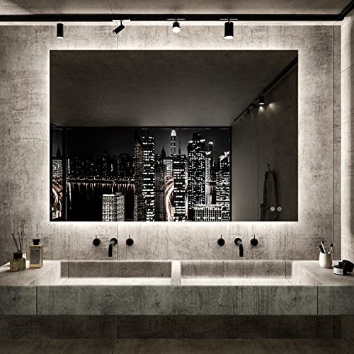 TETOTE 40 x 32 Inch LED Backlit Bathroom Vanity Mirror,Anti-Fog,Dimmable,CRI90+,Touch Button,Water Proof,Horizontal/Vertical Wall Mounted with Light