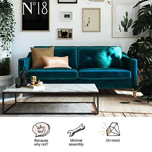 Mr. Kate Tess Sofa with Soft Pocket Coil Cushions, Small Space Living Room Furniture, Green Velvet