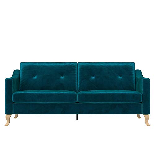 Mr. Kate Tess Sofa with Soft Pocket Coil Cushions, Small Space Living Room Furniture, Green Velvet