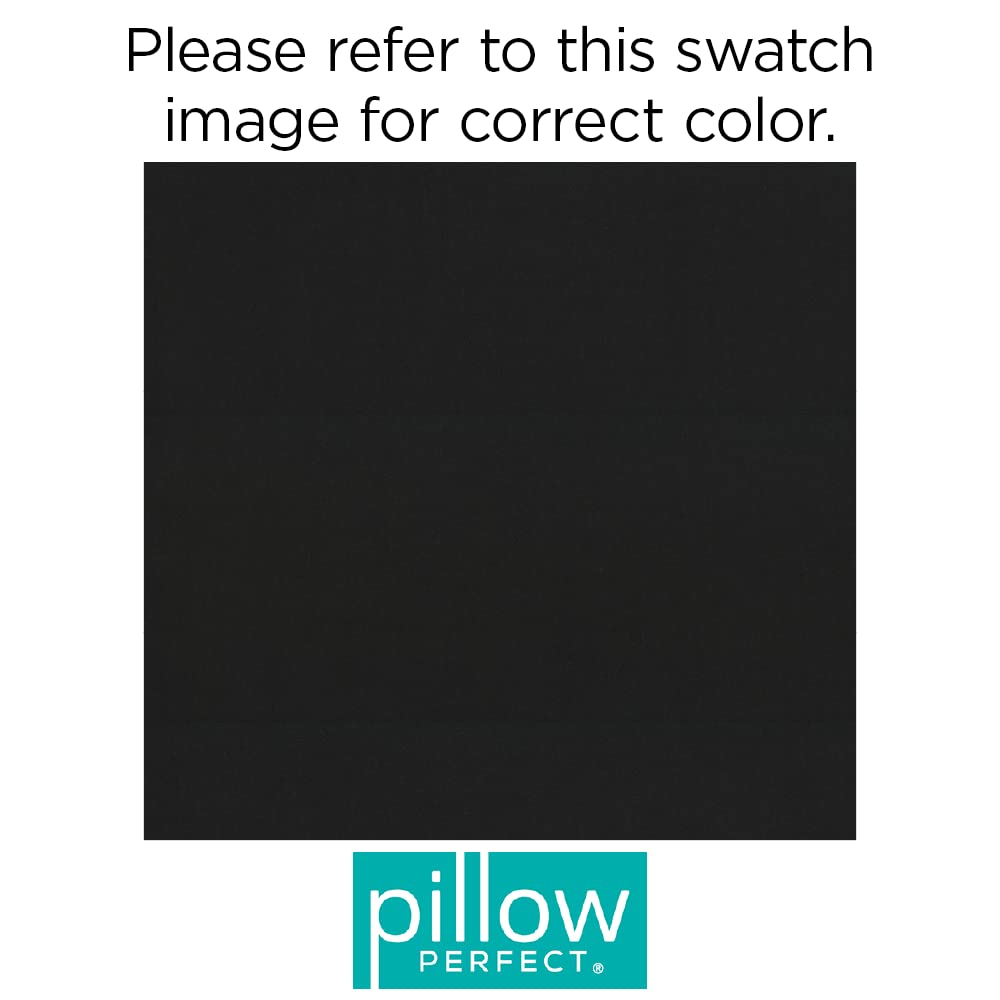 Pillow Perfect Fresco Solid Indoor/Outdoor Lumbar Pillow Plush Fill, Weather and Fade Resistant, Small Throw - 16.5" x 16.5", Black, 2 Count